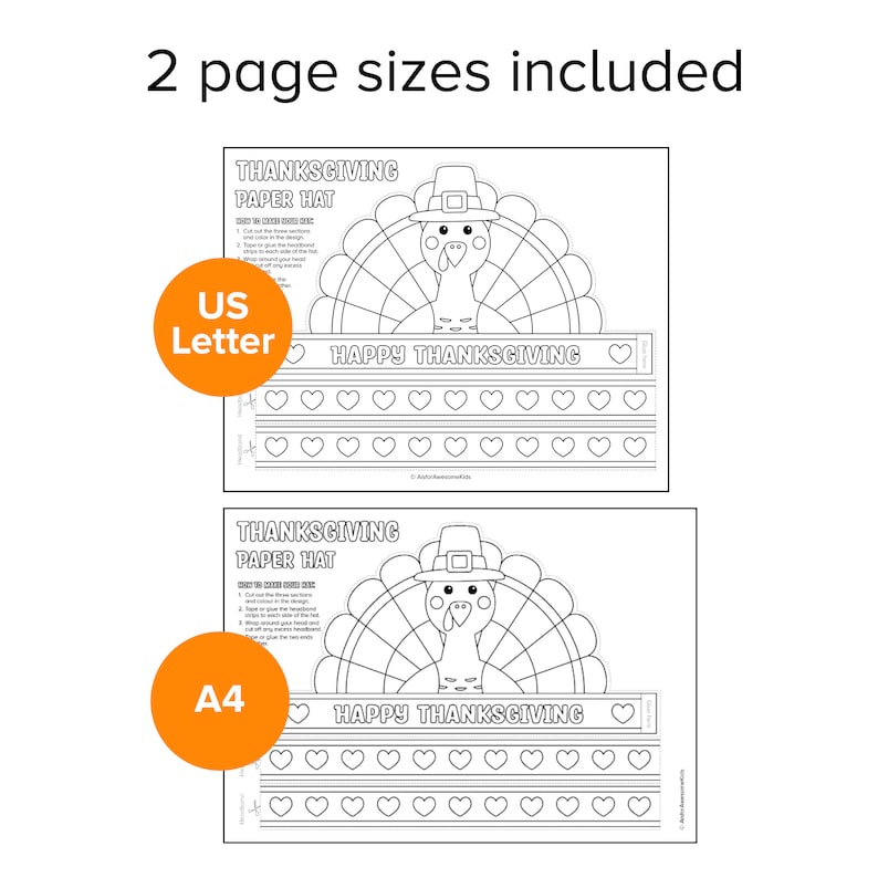 Turkey Paper Hat Craft, Thanksgiving Crown Coloring, Give Thanks ...