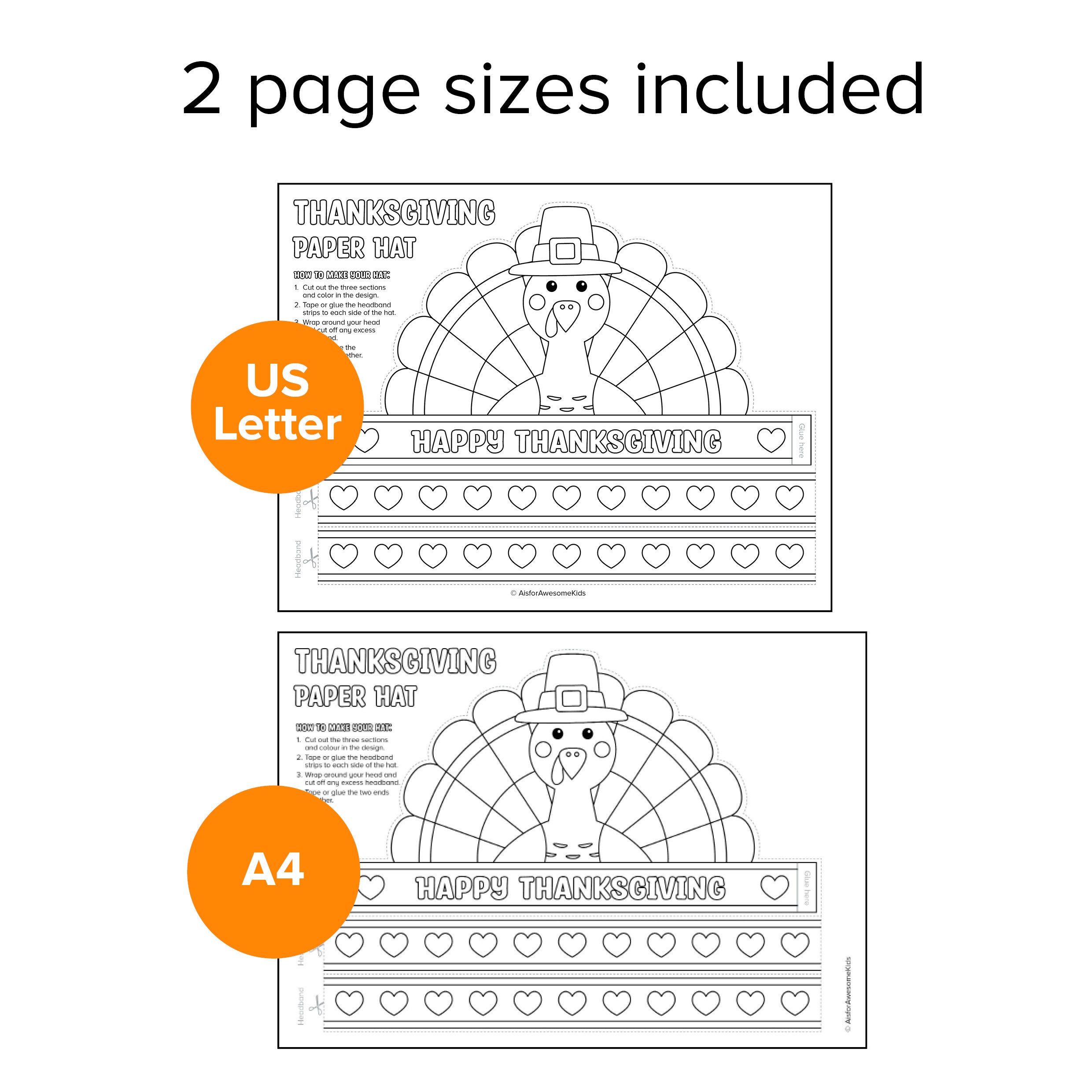 Turkey Paper Hat Craft, Thanksgiving Crown Coloring, Give Thanks ...