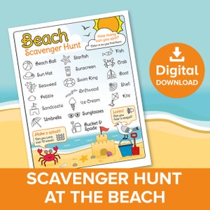 Beach Scavenger Hunt, Kids Summer Spot & Color Holiday Treasure Trail ...