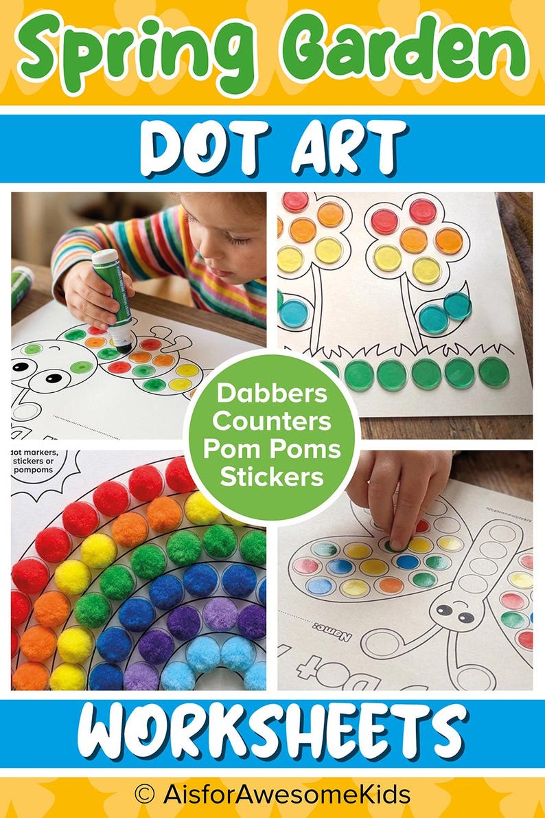 Spring Dot Art Coloring Pages, Summer Garden Worksheet, Dabber Pen ...
