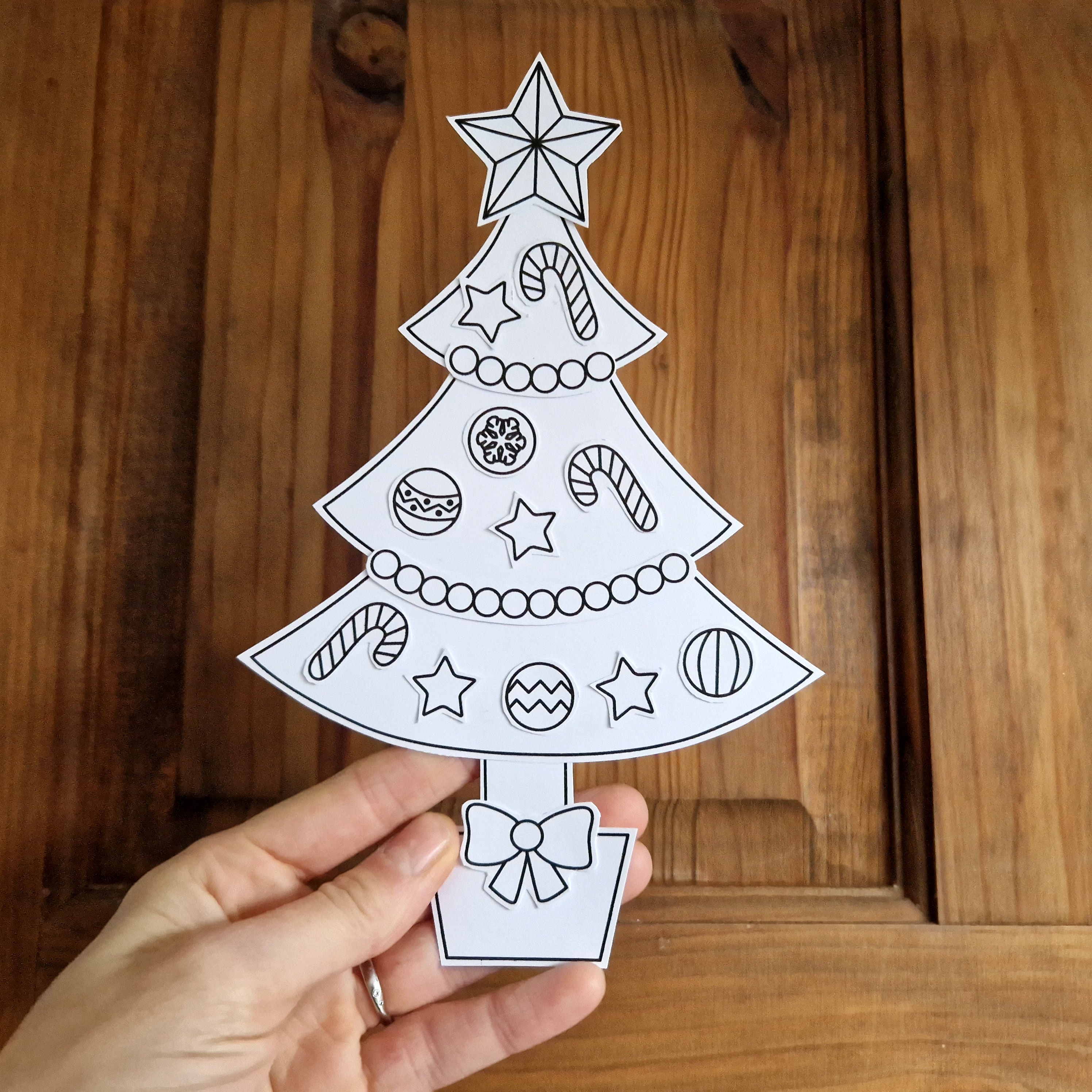 Christmas Tree Cut & Paste Craft, Kids Xmas Card Color and Build Kit ...