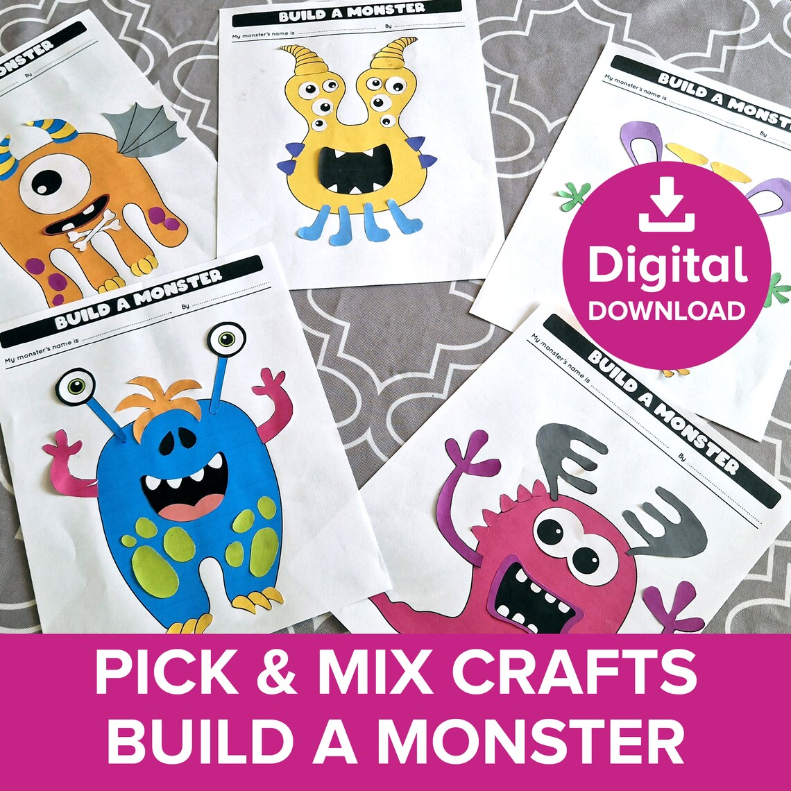 Monster Pick & Mix Craft Printable, Halloween Party Cut and Paste ...