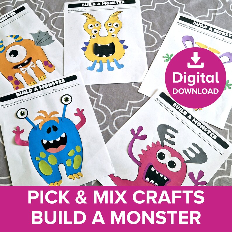 Monster Pick & Mix Craft Printable, Halloween Party Cut and Paste ...