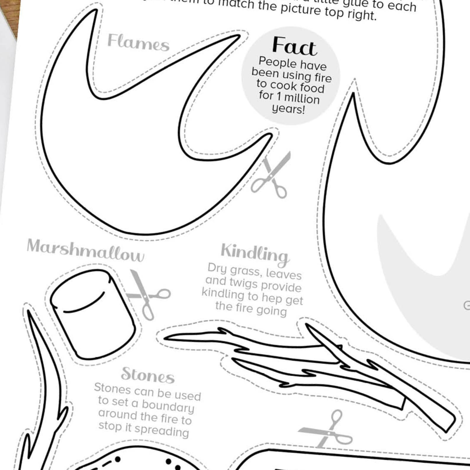 Campfire Cut & Paste Craft Printable, Summer Camping Color and Build ...