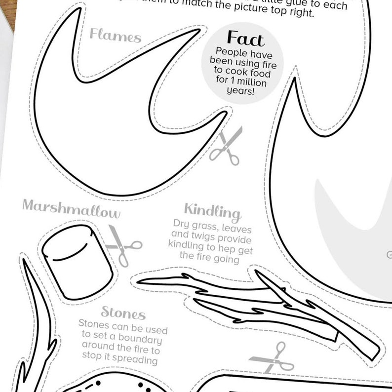 Campfire Cut & Paste Craft Printable, Summer Camping Color and Build ...