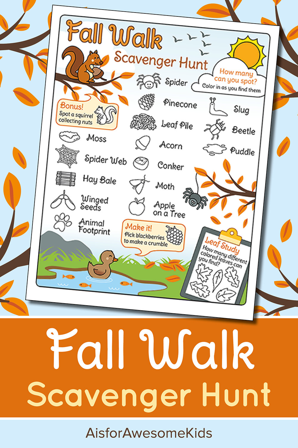 All Seasons Nature Walk Scavenger Hunts, Kids Spot & Color Treasure ...
