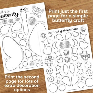 Butterfly Cut & Paste Craft Printable, Spring Bug Color and Build Kit ...