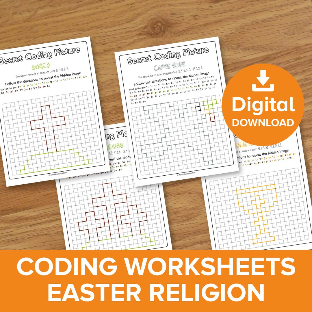 Easter Coding Worksheets, Christian Cross Religious Picture Reveal ...