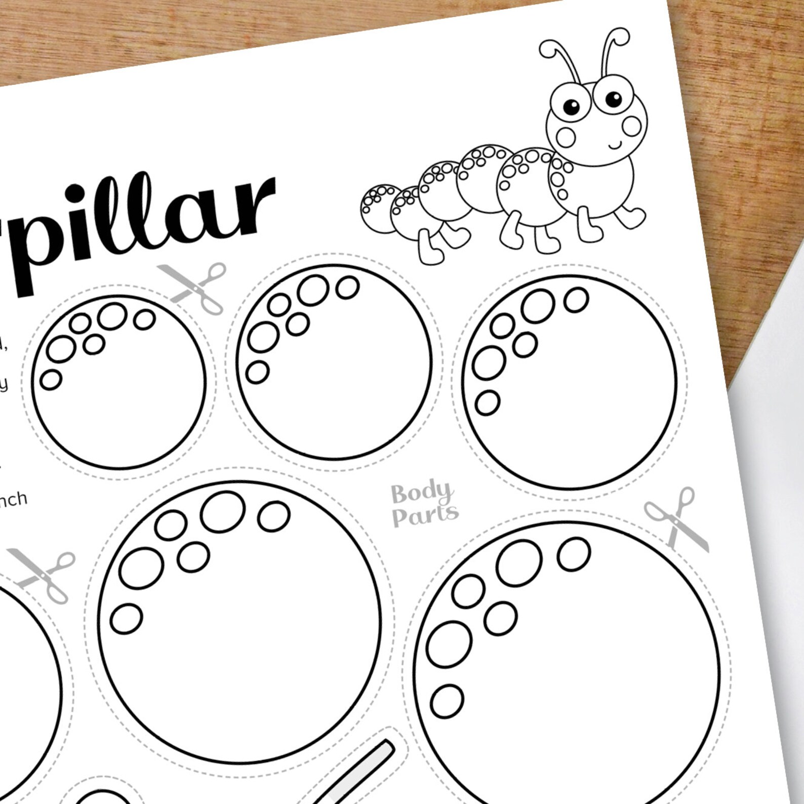 Caterpillar Cut & Paste Craft Printable, Spring Bug Color and Build Kit ...