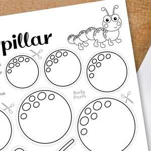 Caterpillar Cut & Paste Craft Printable, Spring Bug Color and Build Kit ...