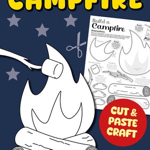 Campfire Cut & Paste Craft Printable, Summer Camping Color and Build ...