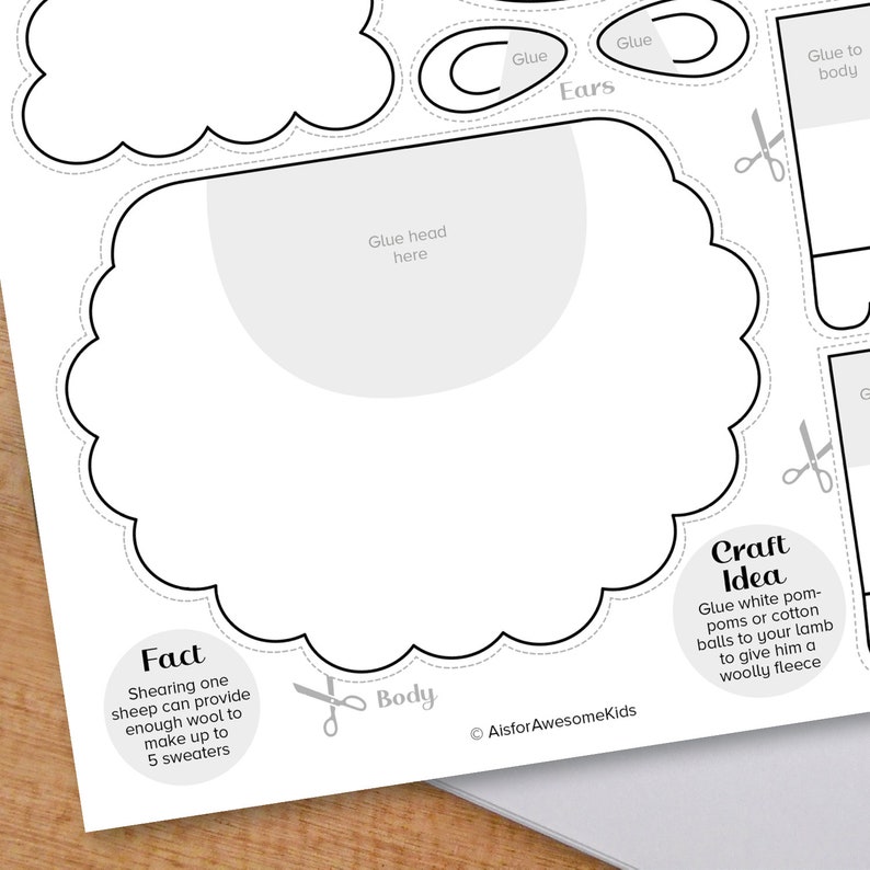 Lamb Cut & Paste Craft Printable, Build a Sheep Coloring, Spring Baby ...