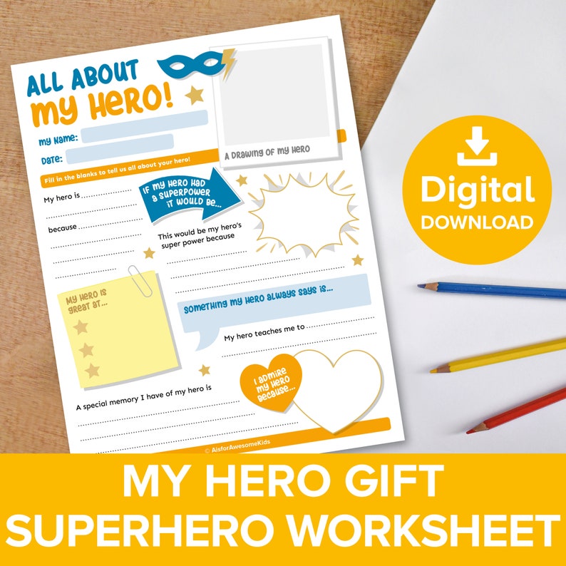 My Hero Worksheet Activity, Super Mum Dad Gift, Father's Mother's Day ...