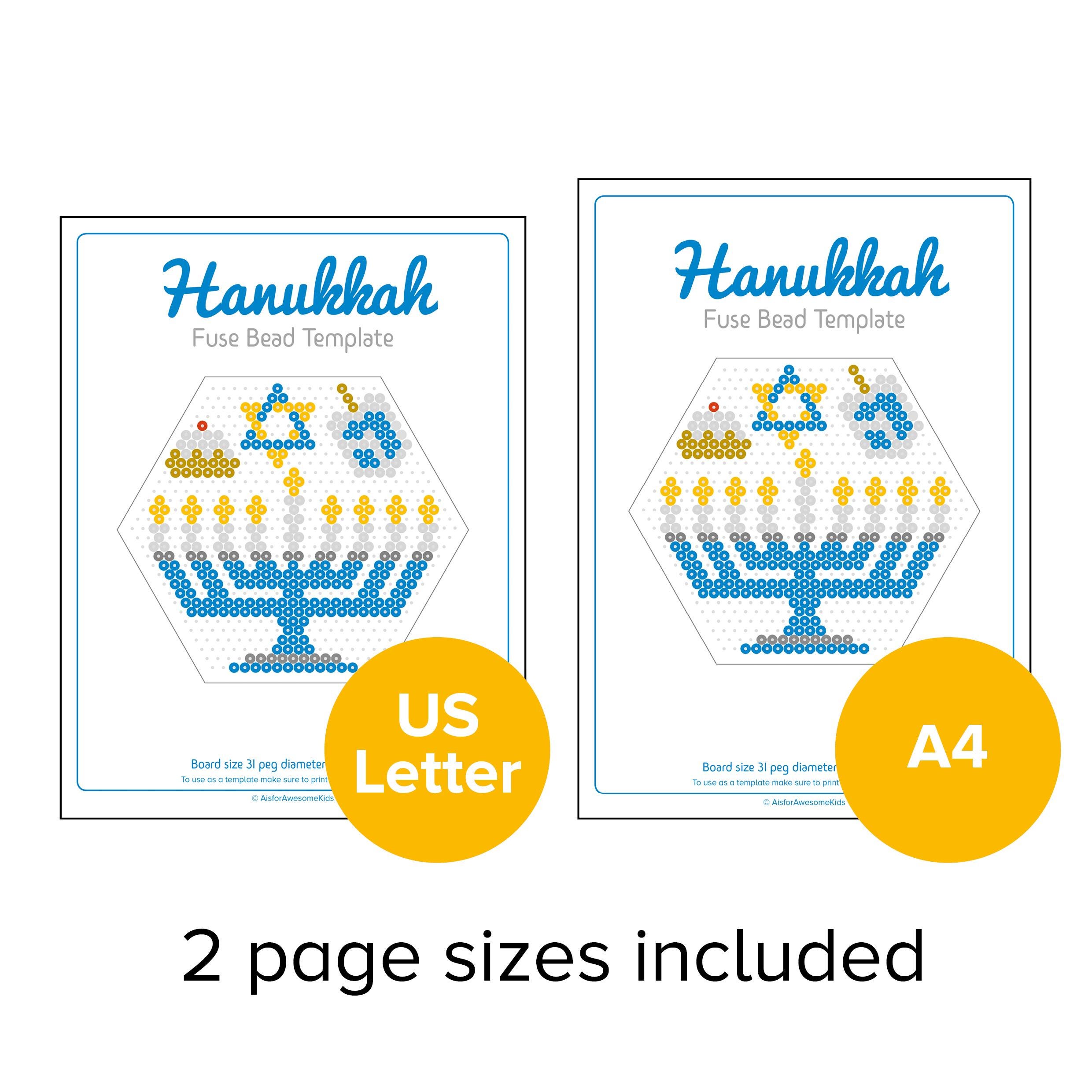 Hanukkah Fuse Bead Template, Jewish Festival Celebration Dreidel Pixel ...