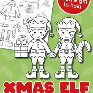 Christmas Elf Cut & Paste Craft, Pixie Xmas Card Color Build Kit, Santa ...