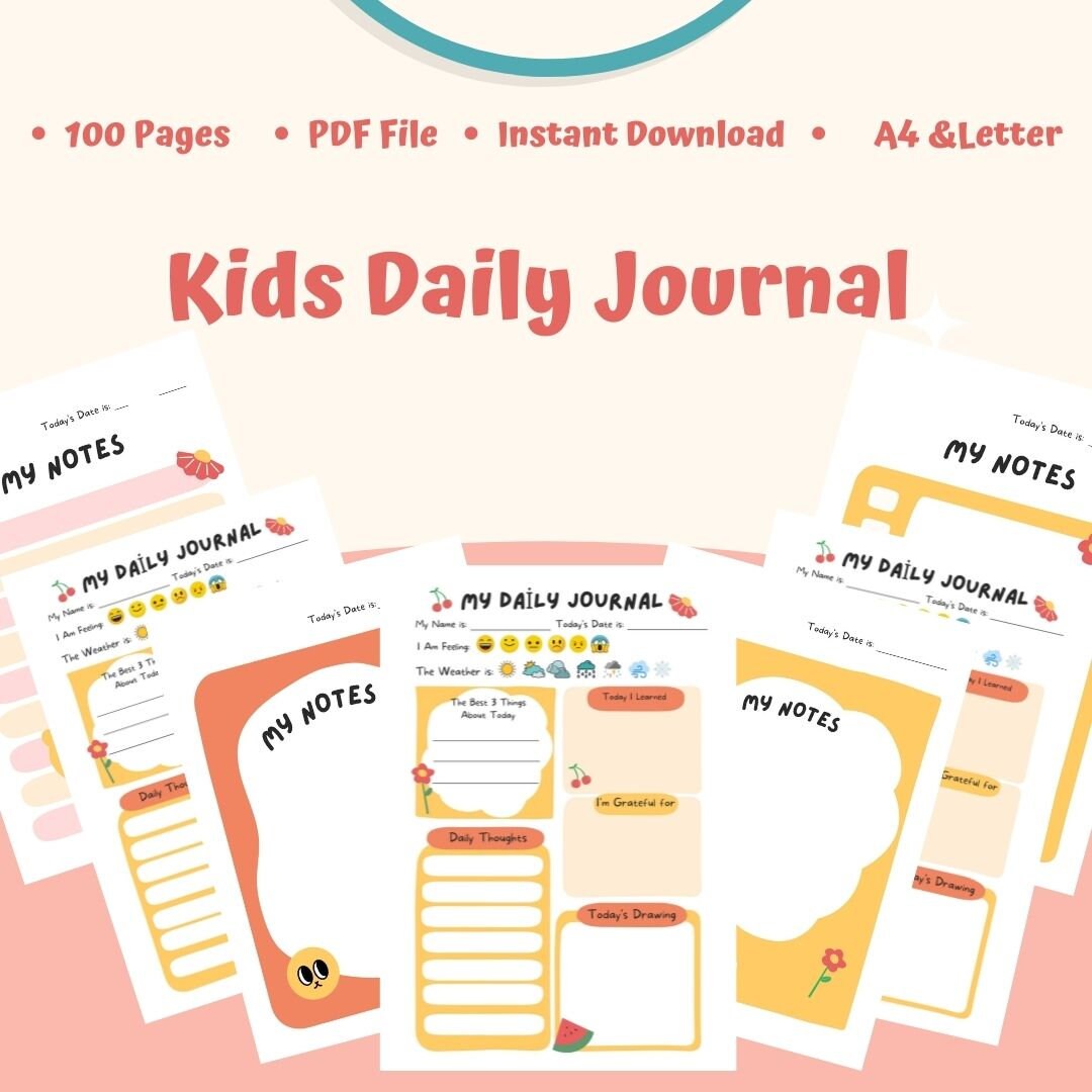 Kids Daily Journal Printable, Journal for Kids, Diary for Children ...