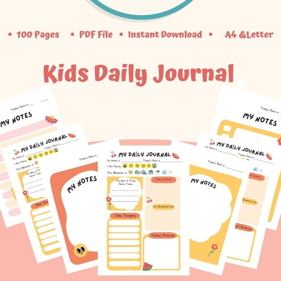 Kids Daily Journal Printable Journal for Kids Diary for - Etsy