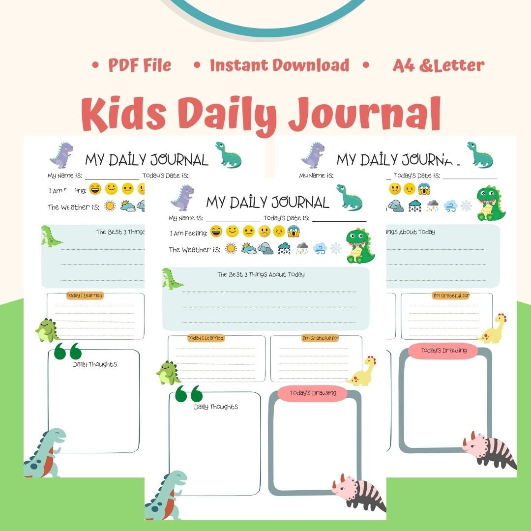 Kids Daily Journal Printable Journal for Kids Diary for | Etsy