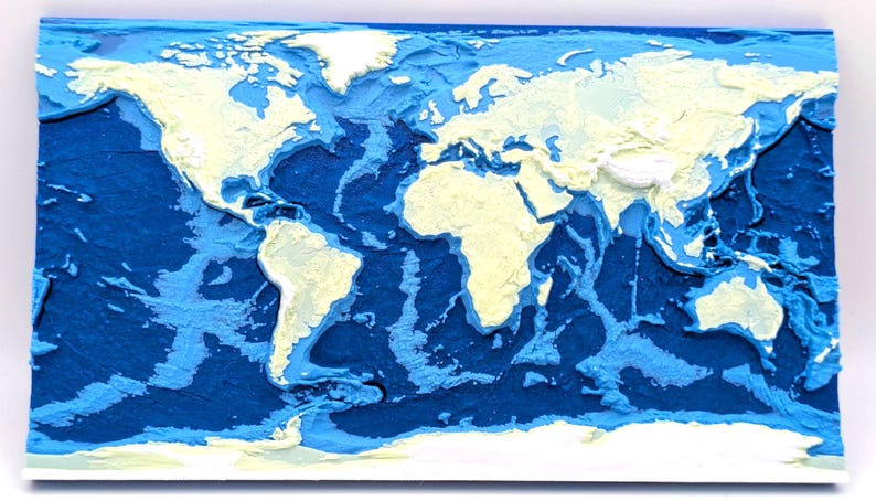 3D World Map Relief – Raised Global Topography and Ocean Floor ...