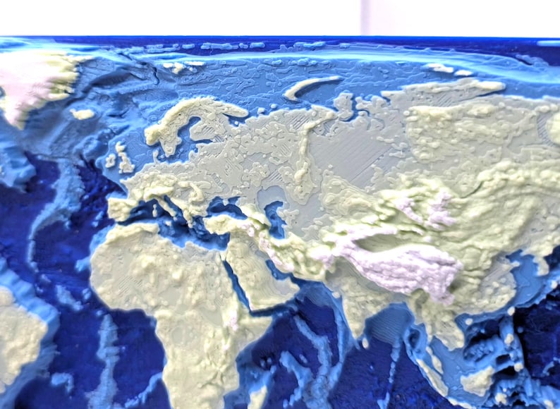 3D World Map Relief – Raised Global Topography and Ocean Floor ...