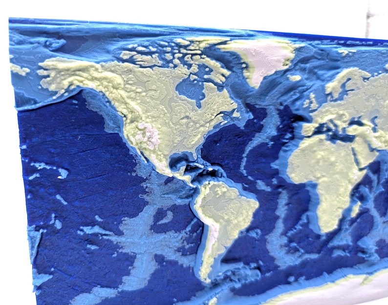3D World Map Relief – Raised Global Topography and Ocean Floor ...