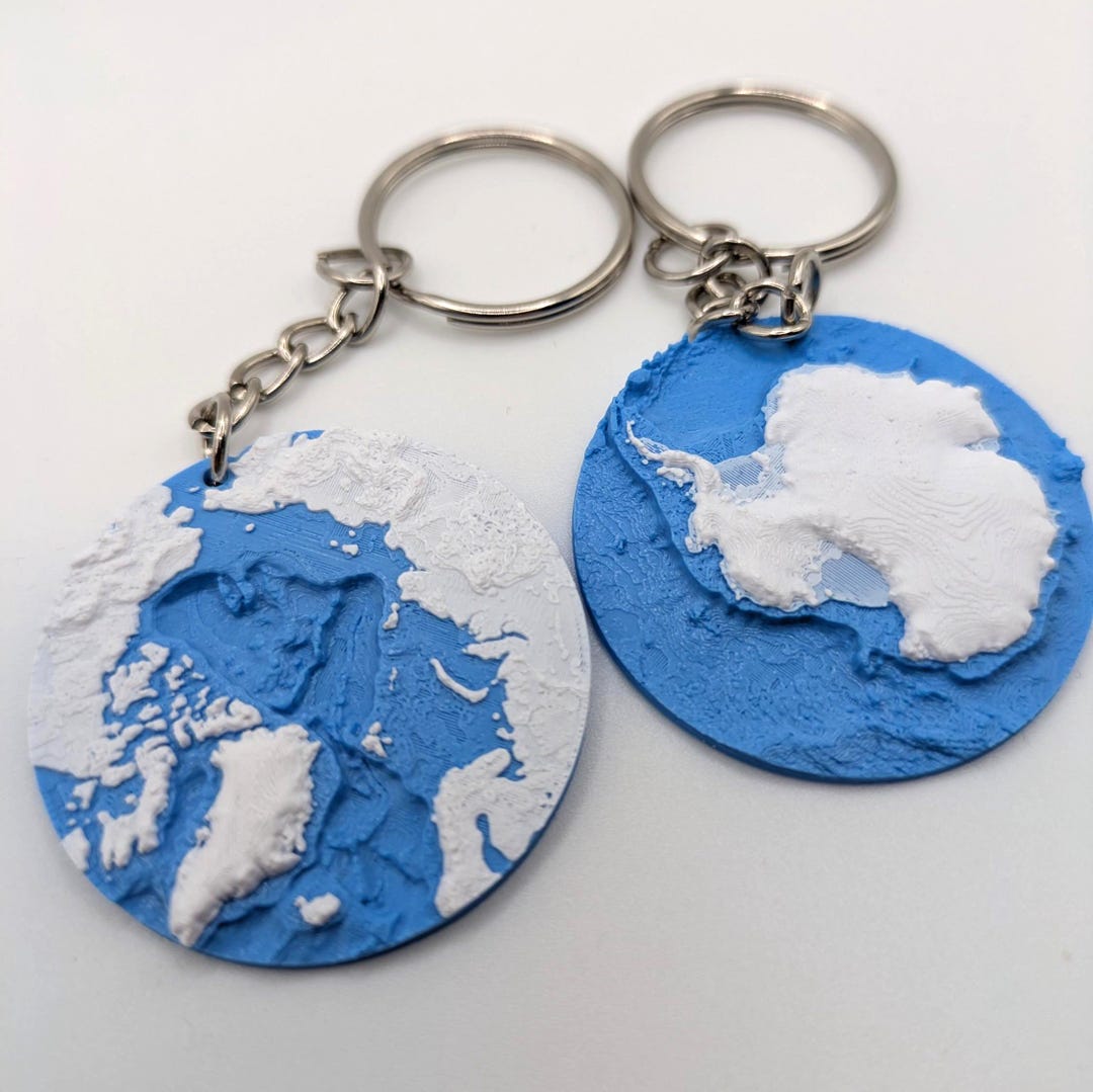 Polar Pair Bundle: Arctic + Antarctica 3D Relief Keychains (2-pack ...