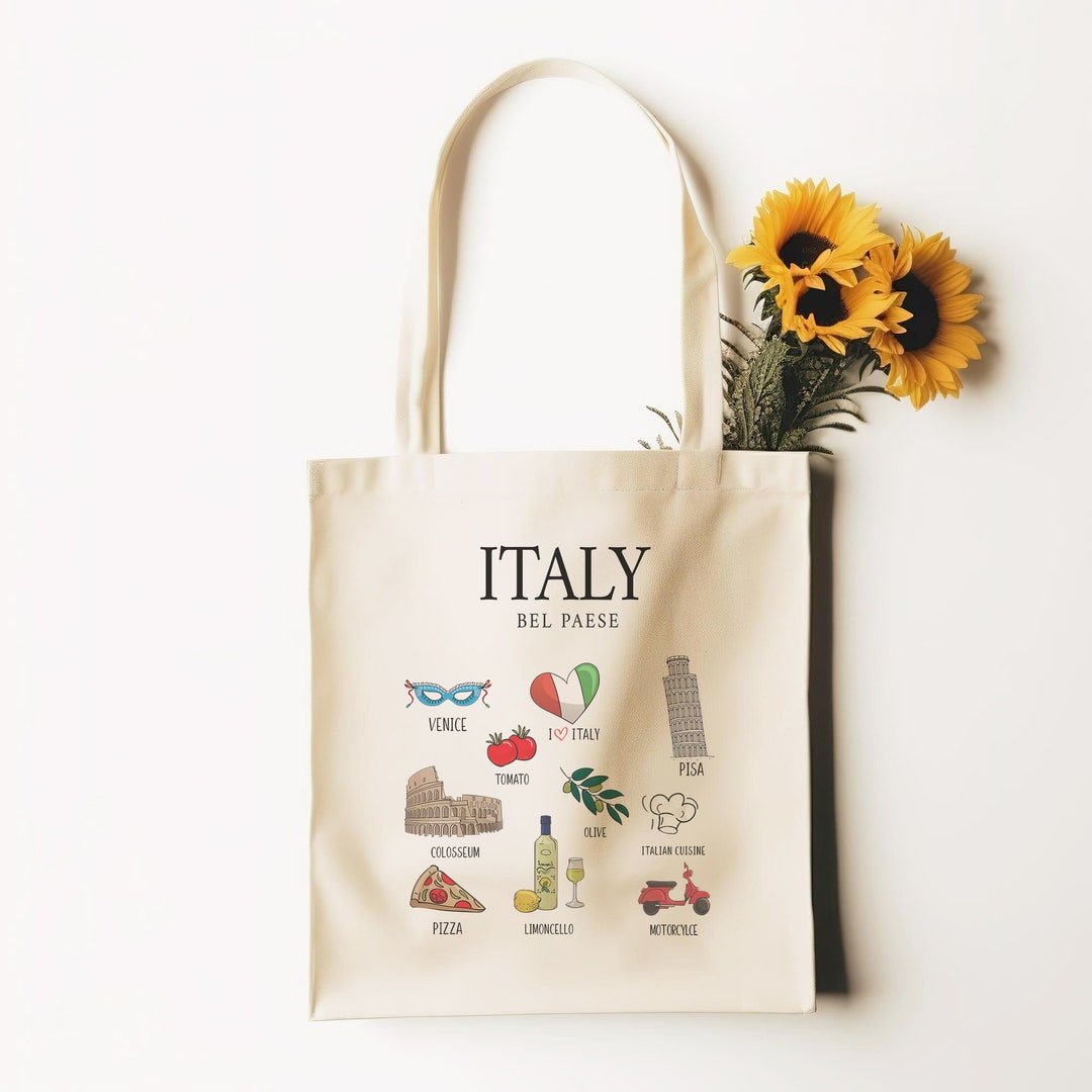 Italy Landmarks Tote Bag Italy Tote Italy Gift Natural - Etsy