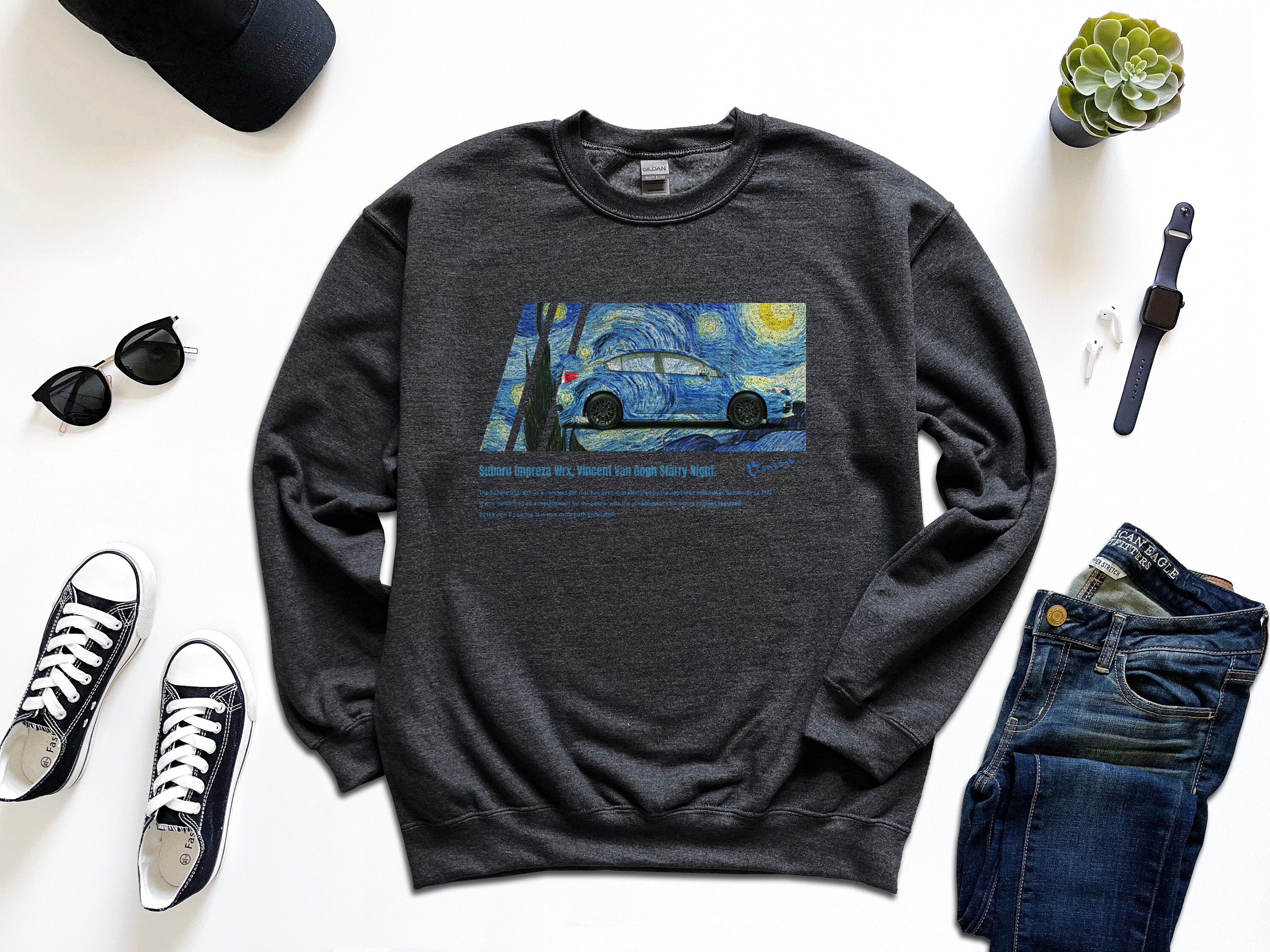 Subaru Impreza Wrx, Van Gogh Starry Night Sweatshirt, Car Sweatshirt ...
