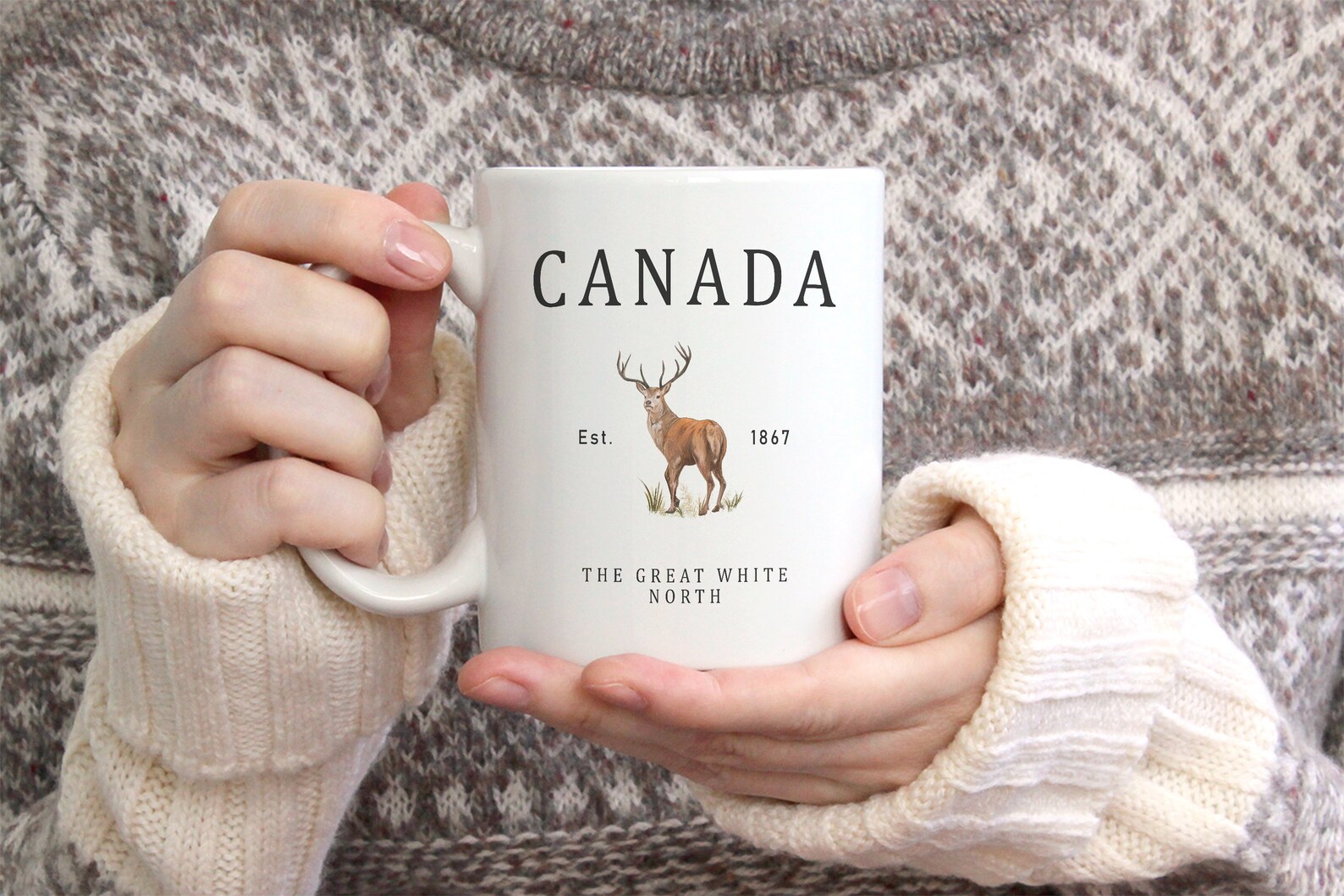 Canada the Great White North Mug, Canada Mug, Retro Mug, Deer Mug, Gift ...