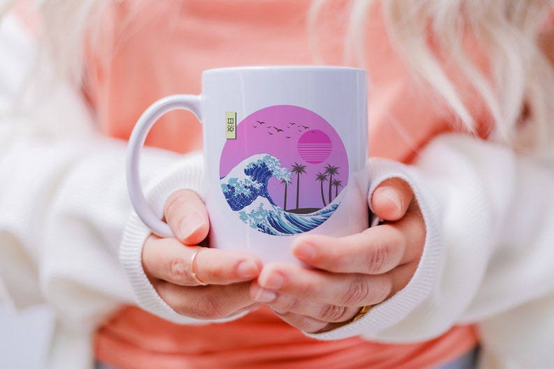 Great Pinky Wave Mug, Great Wave Gift, Great Wave Present, 11oz Coffee ...