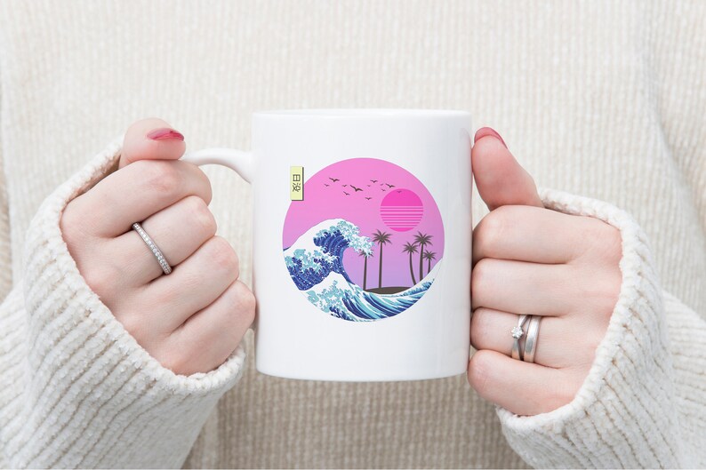 Great Pinky Wave Mug, Great Wave Gift, Great Wave Present, 11oz Coffee ...