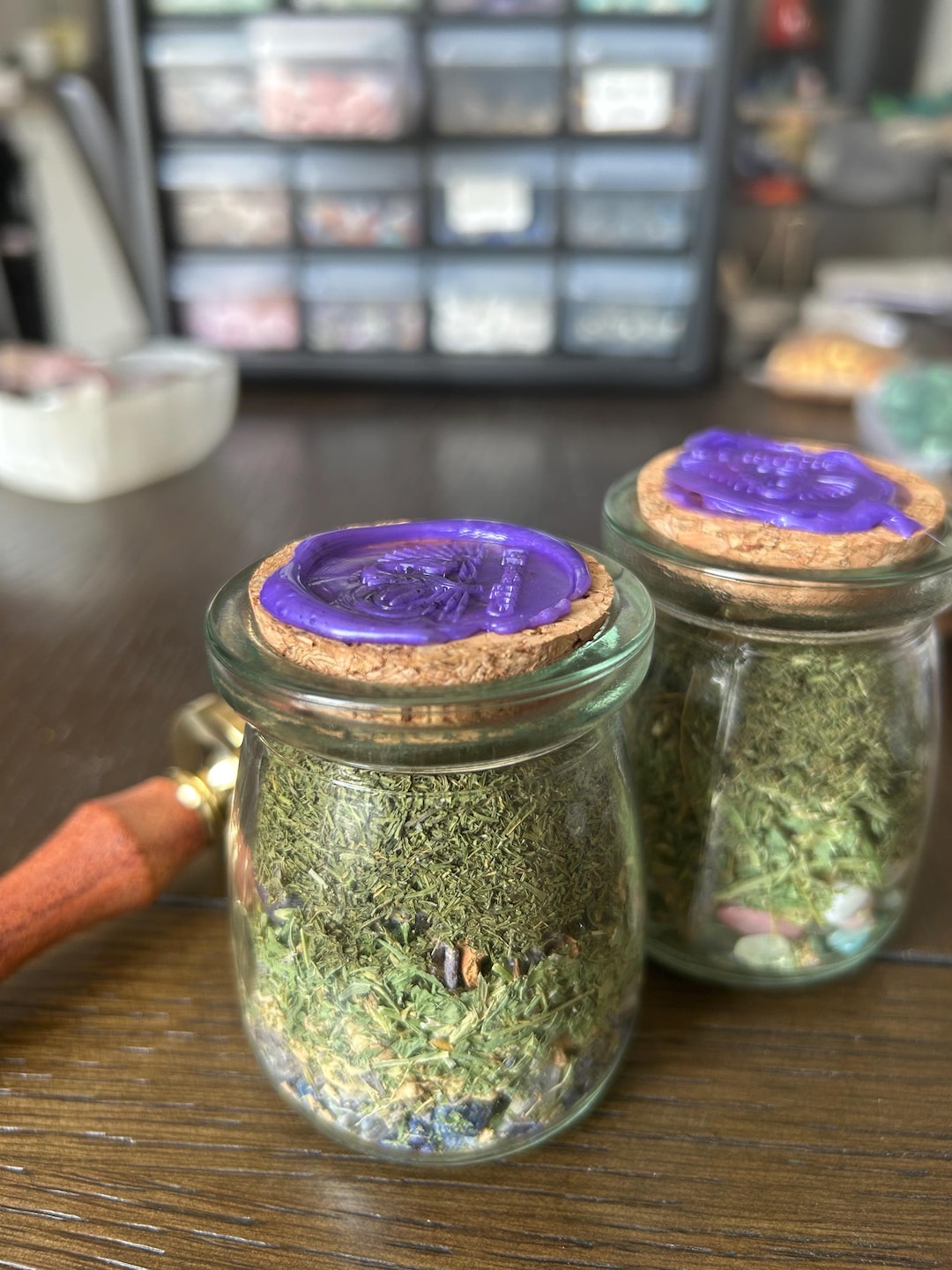Wishing Jar Crystals Dried Flowers Intention Setting Gift Desk Decor ...