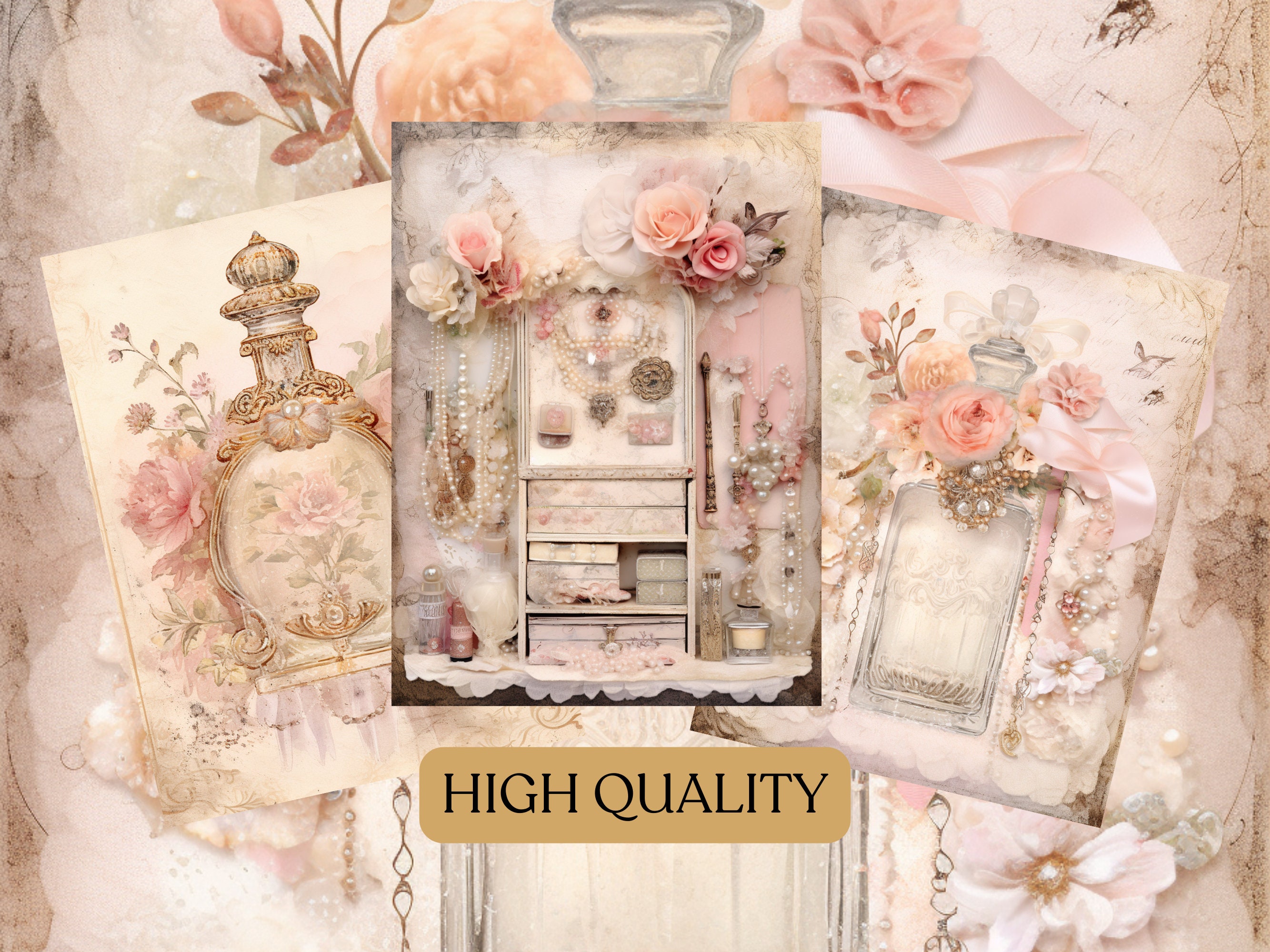 Vintage Ephemera Scrapbooking Lace Trim Mixed Media Junk Journal Card ...