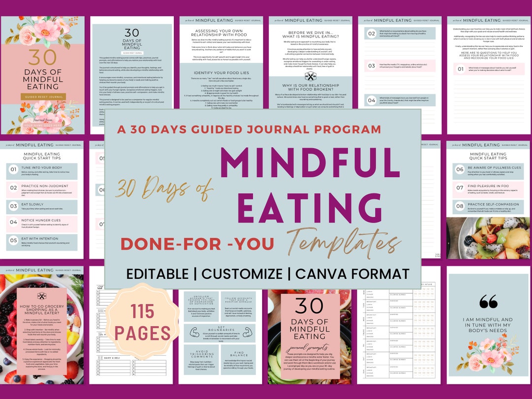 Mindful Eating Journal, Mindfulness Food, Nutrition Diet Foodie Planner ...