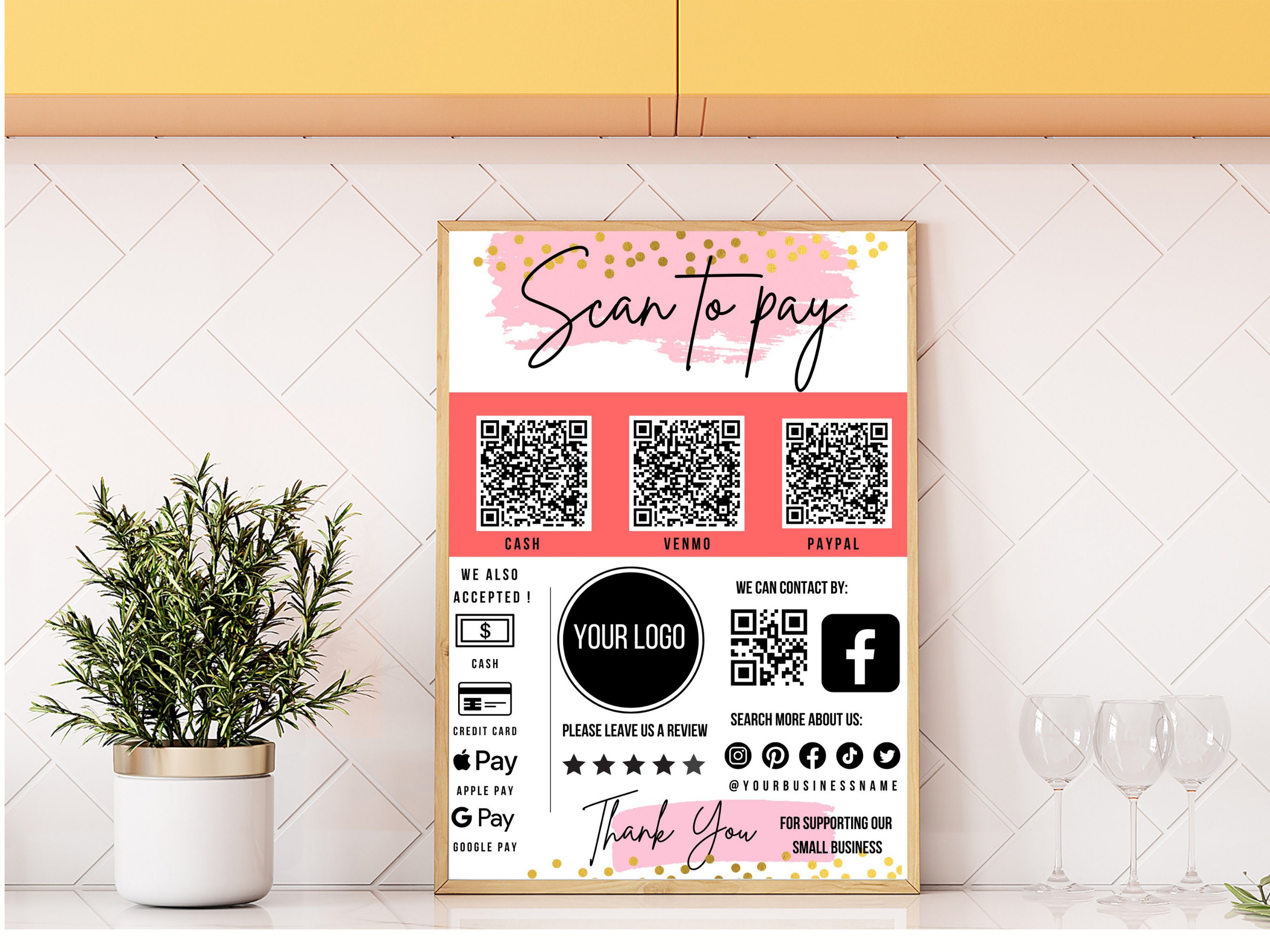 Editable Scan to Pay Sign, Editable Canva Template, QR Code Sign ...