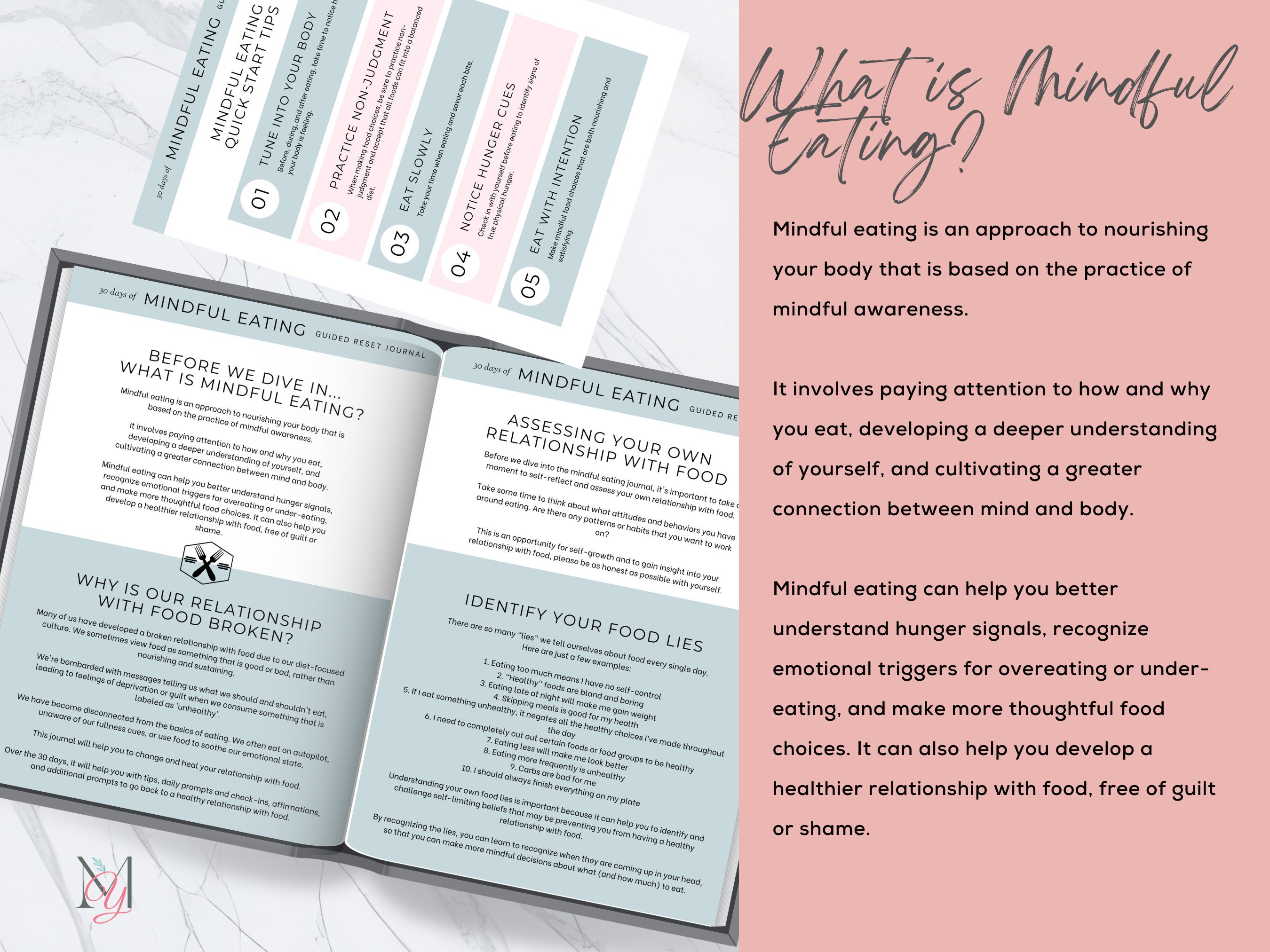 Mindful Eating Journal, Mindfulness Food, Nutrition Diet Foodie Planner ...