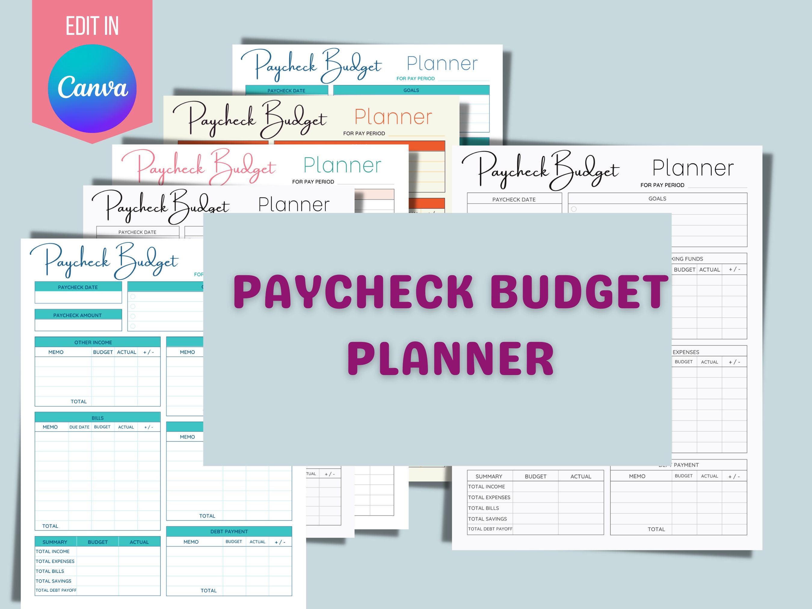 Paycheck Budget Planner,paycheck Budget Template,canva Budget Template ...