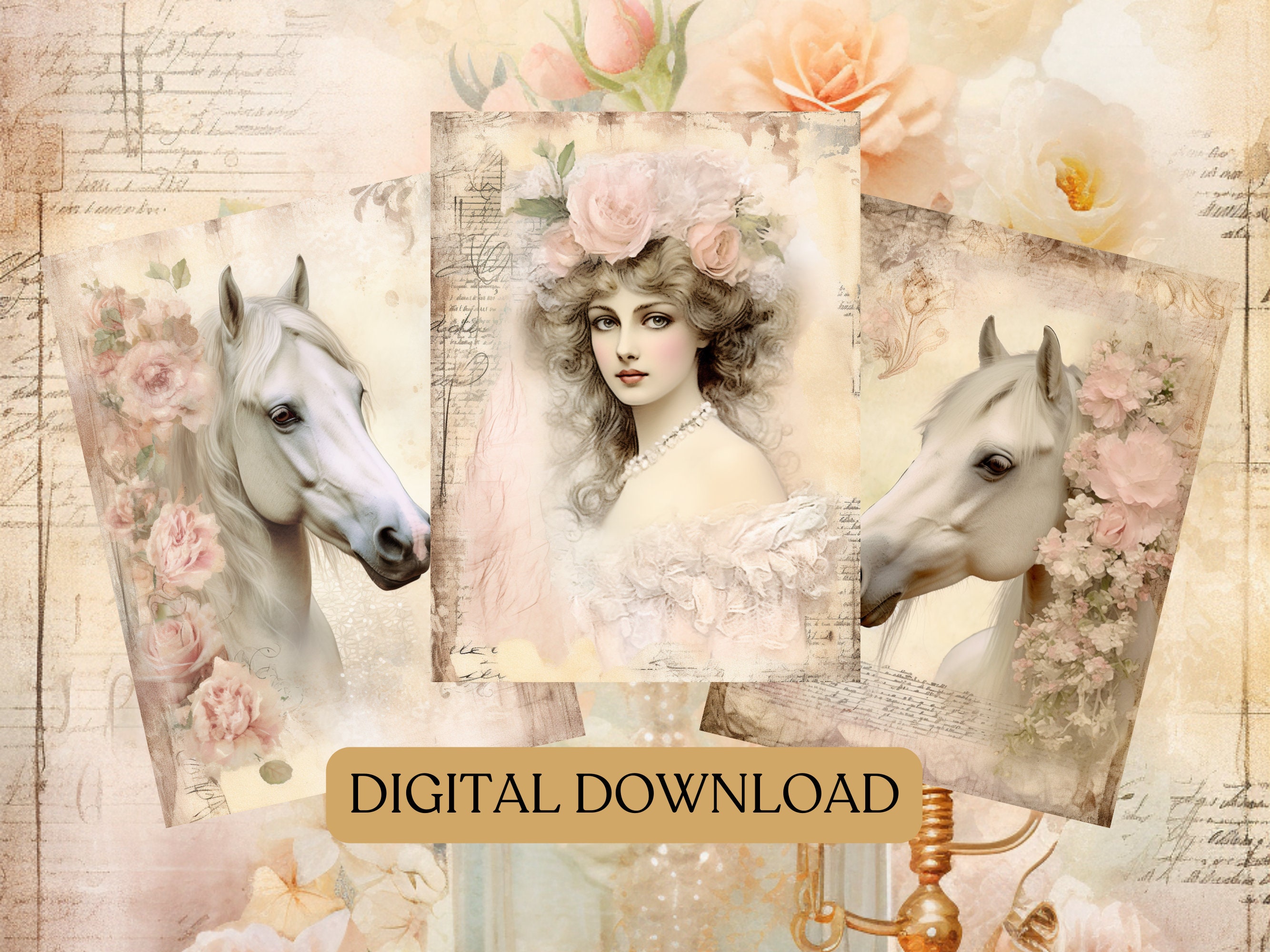 Vintage Ephemera Scrapbooking Lace Trim Mixed Media Junk Journal Card ...