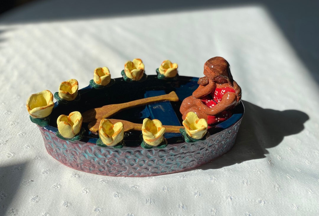 Ceramic Chanukah Boat Menorah With Flowers - Etsy