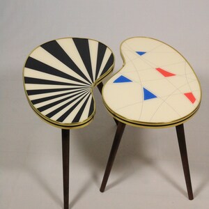 Kidney Shaped Table, Small, Side Table, Flower Table, Geomatric Pattern ...
