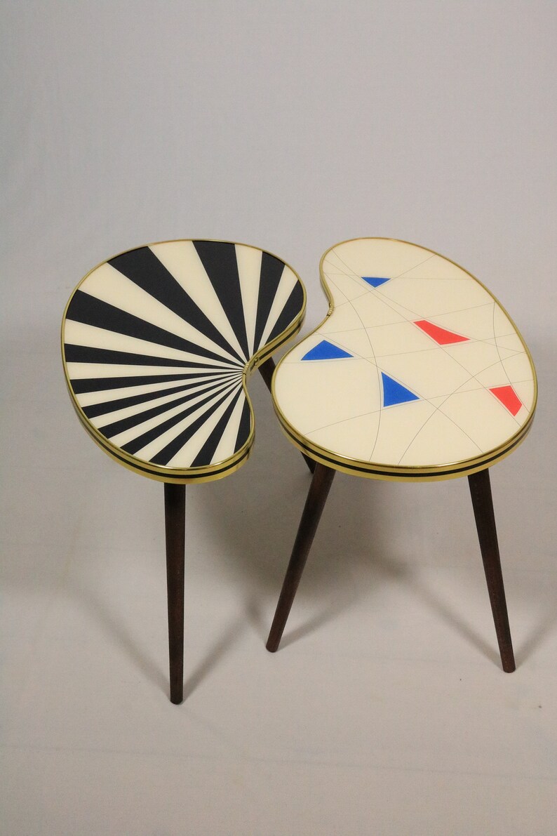 Kidney Shaped Table, Small, Side Table, Flower Table, Geomatric Pattern ...