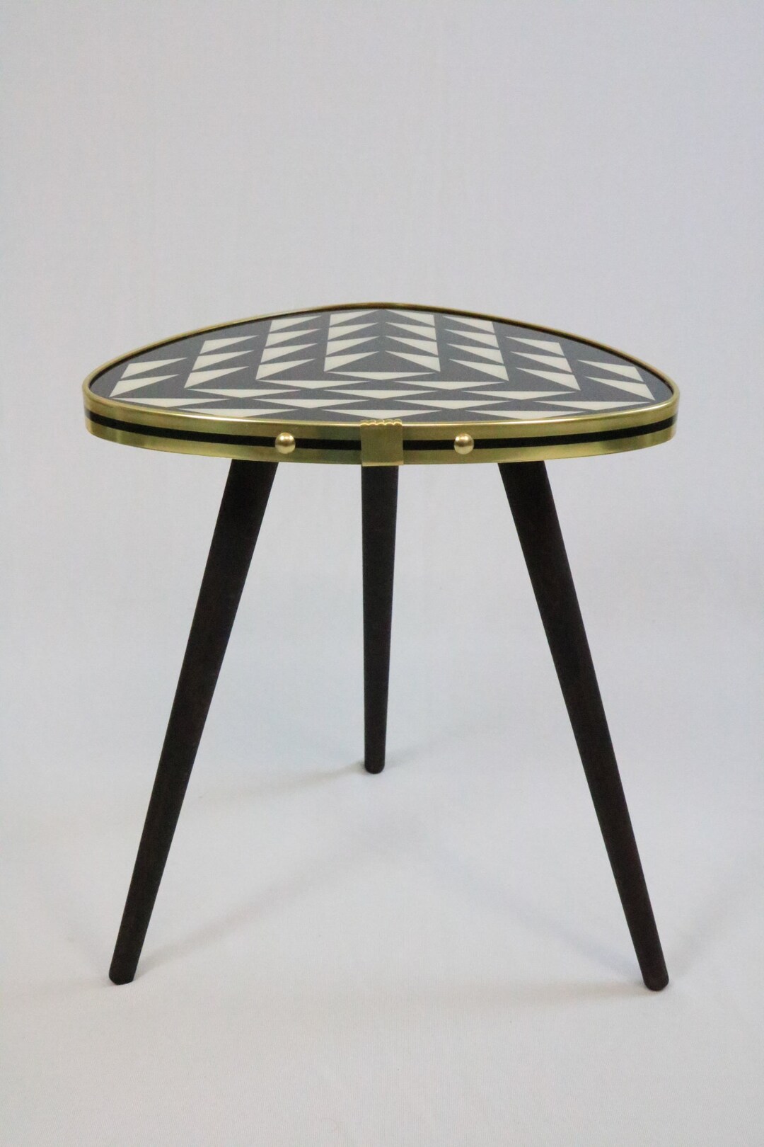 Small Side Table, Flower Table, Small Triangle Shaped Table, Checkered ...