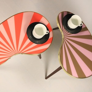 Kidney Shaped Table, Small, Side Table, Flower Table, Stripes, Sunburst ...