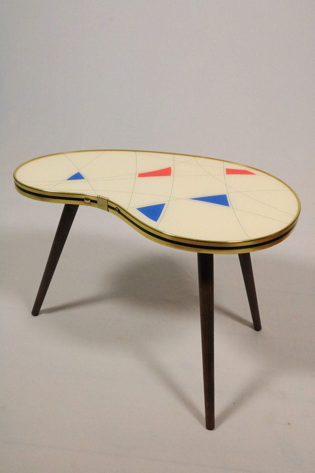 Kidney Shaped Table, Small, Side Table, Flower Table, Geomatric Pattern ...