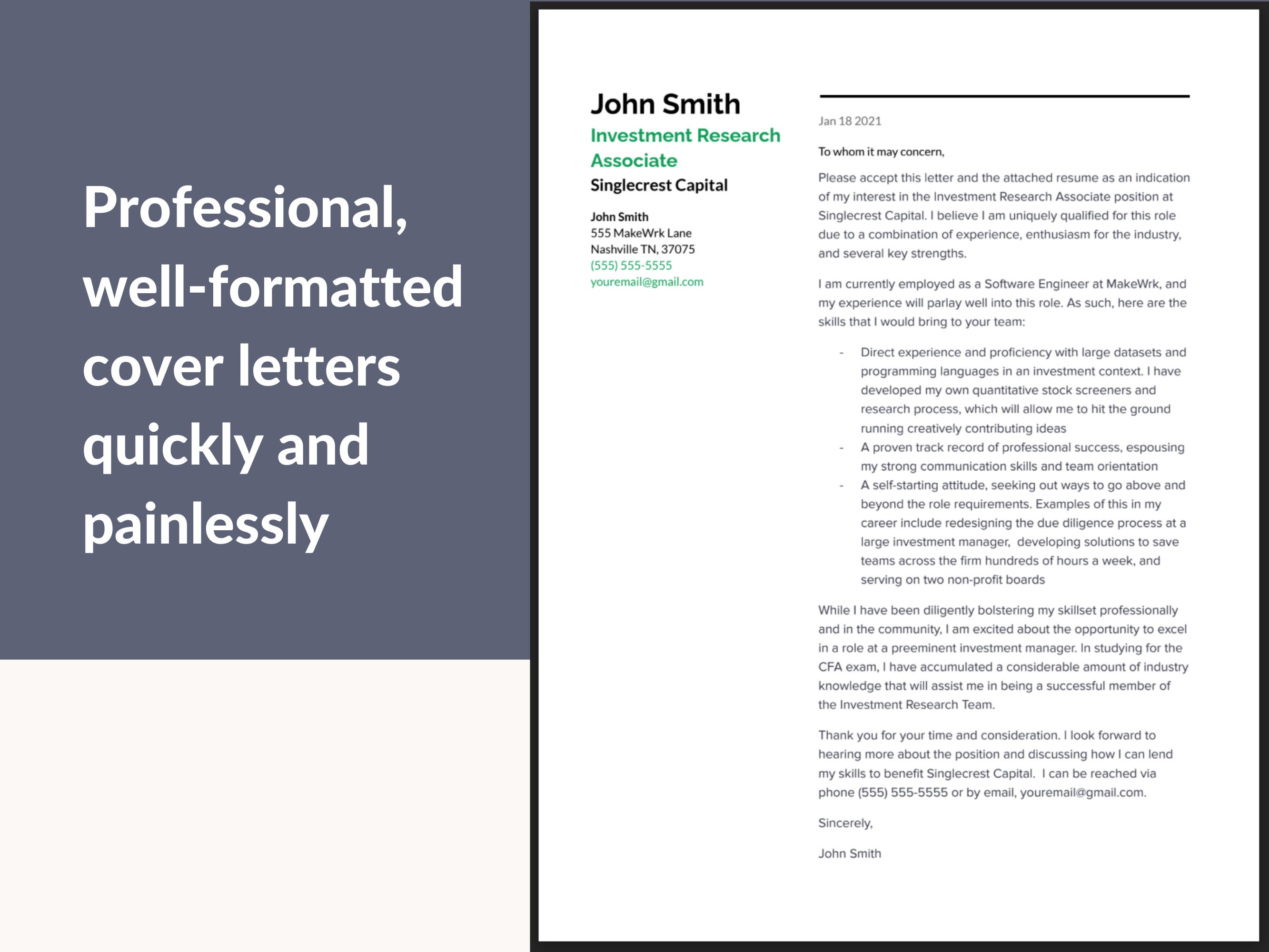 Cover Letter Template and Auto-generator - Etsy