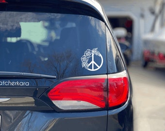 Peace Sticker Floral Peace Sign Hippy Car Decal Waterproof Bumper ...