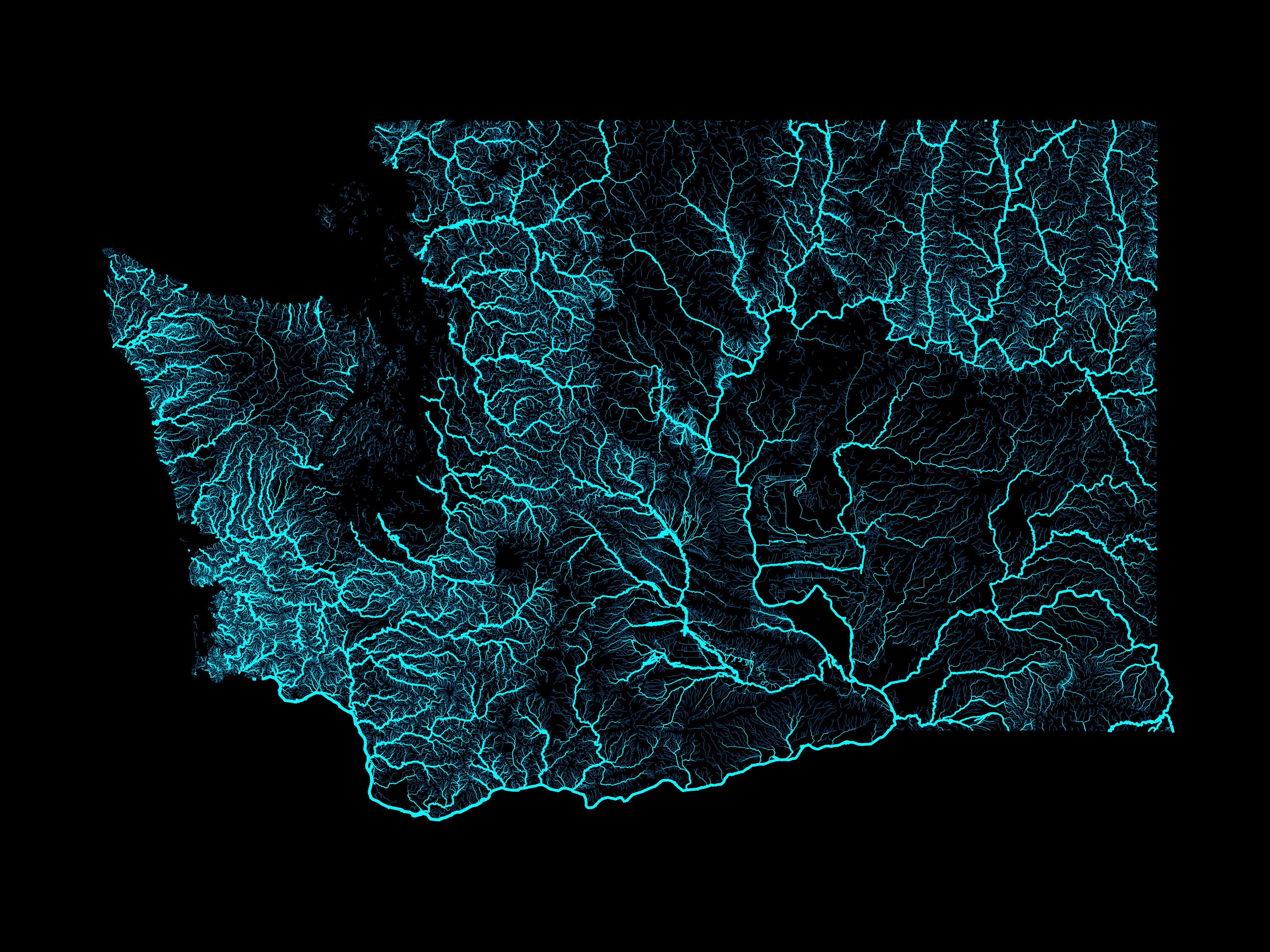 Washington State Rivers Poster - Etsy