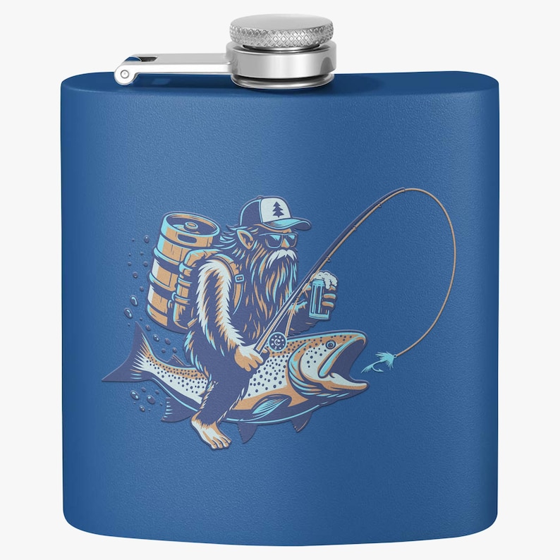 Sasquatch Riding Trout Stainless Steel Flask, 6oz - Etsy