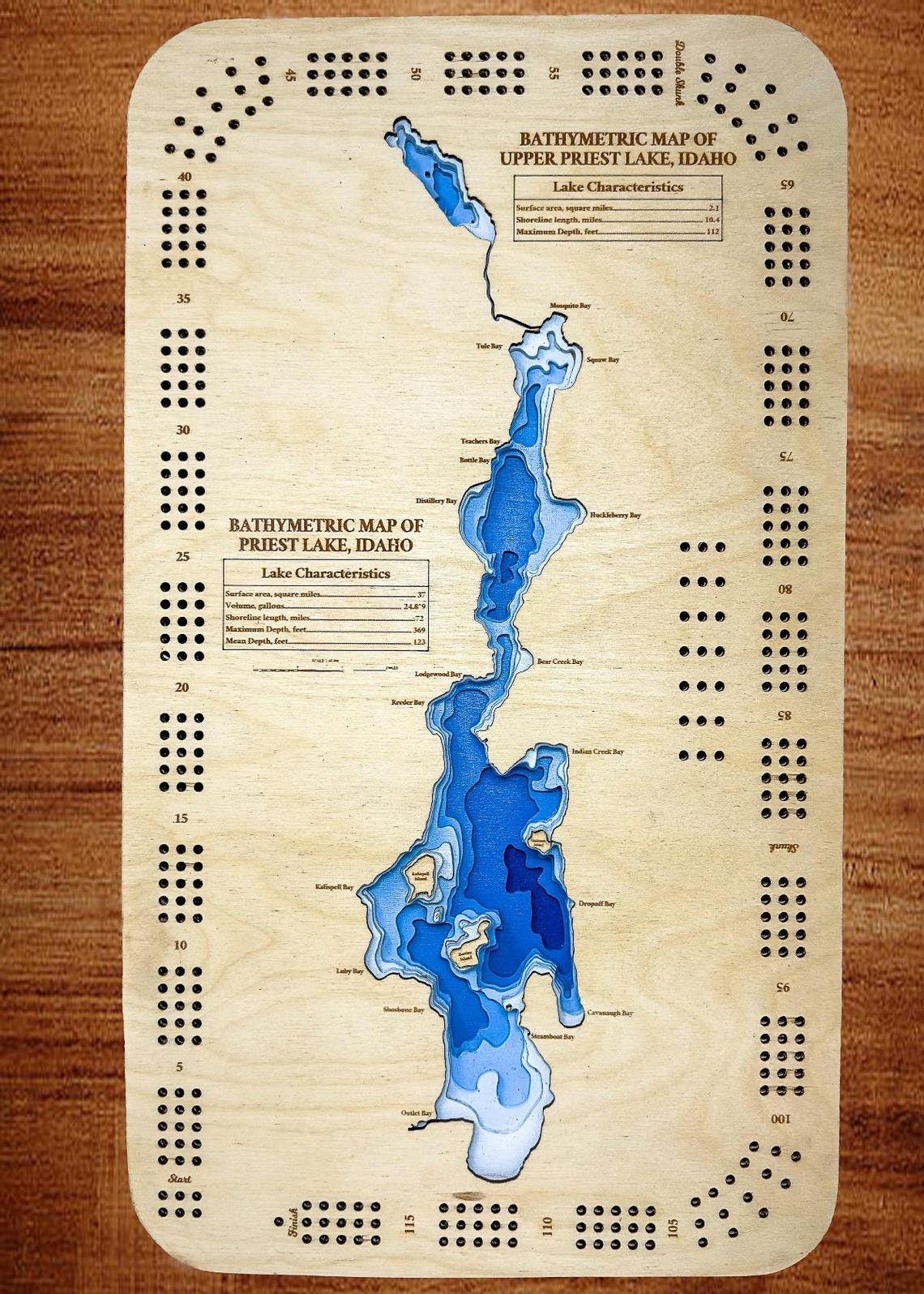 Bathymetric Lake Map Cribbage Board - Etsy