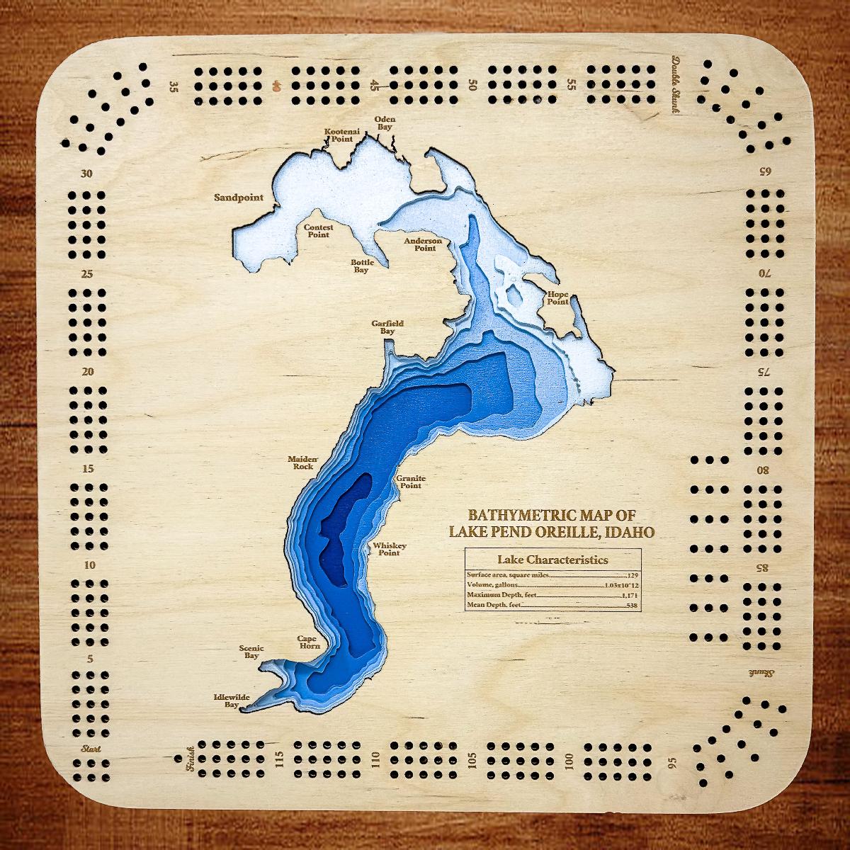 Bathymetric Lake Map Cribbage Board - Etsy